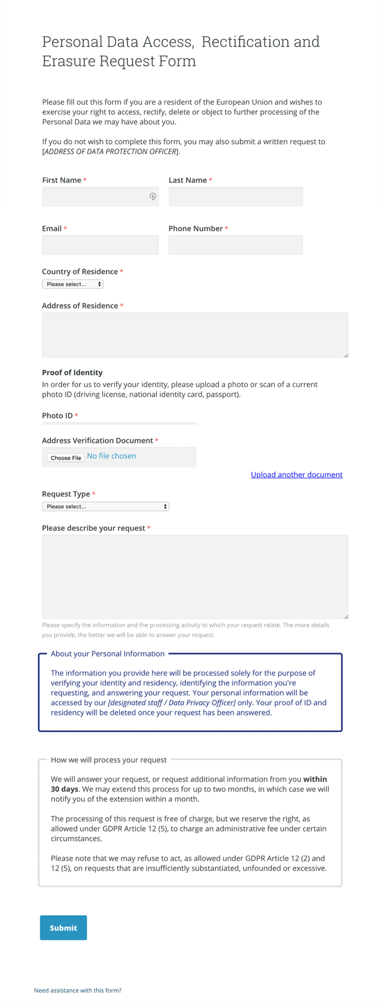 GDPR Data Request Form GDPR For Developers GDPR Data Request Form GDPR For Developers