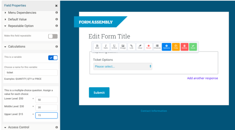 Tutorial: How to Use Calculations and Repeating Sections in Web Forms - FormAssembly