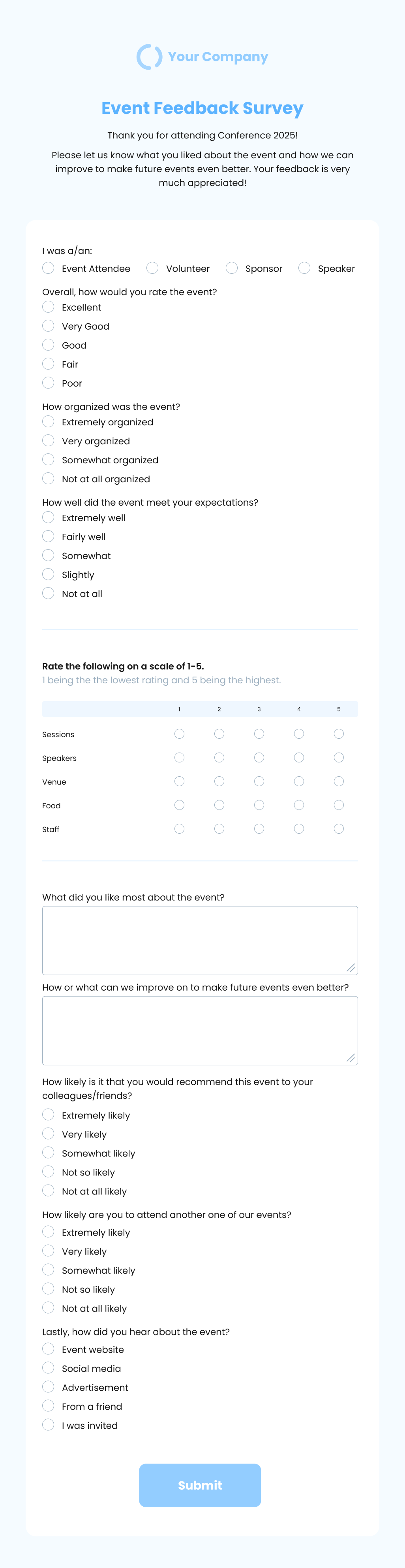 Event Feedback Survey Template | Improve Your Event Experience